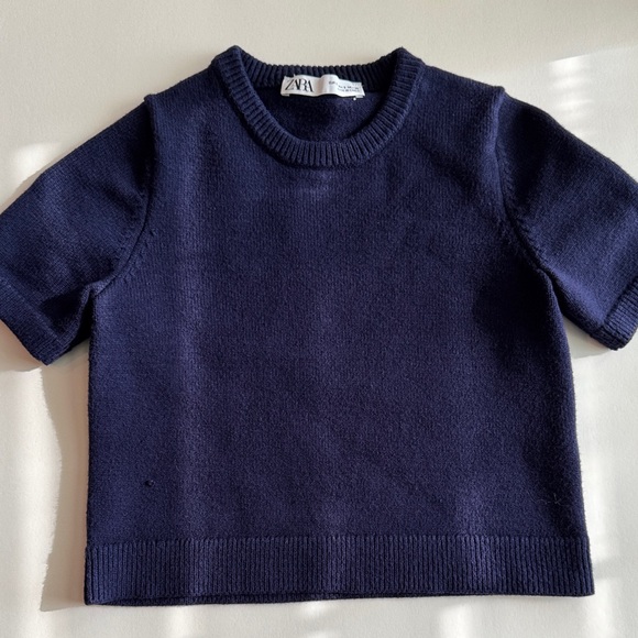 Zara | Sweaters | Zara Deep Blue Short Sleeve Sweater | Poshmark